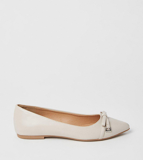 Buy Wallis Lesley Bow And Buckle Detail Ballerinas In Beige | 6thStreet ...