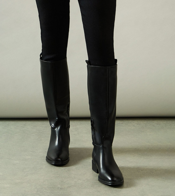 Buy Wallis Keely Faux Leather Stirrup Detail Riding Knee High Boots In ...