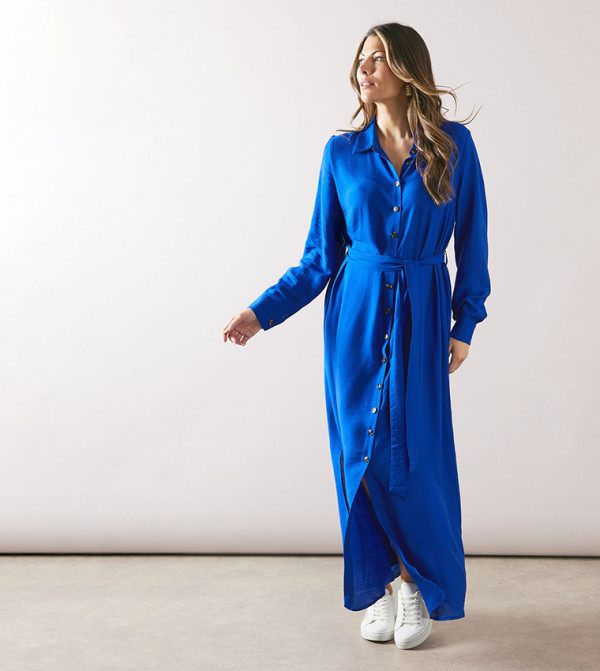 Buy Wallis Collared Button Through Shirt Dress In Blue | 6thStreet UAE