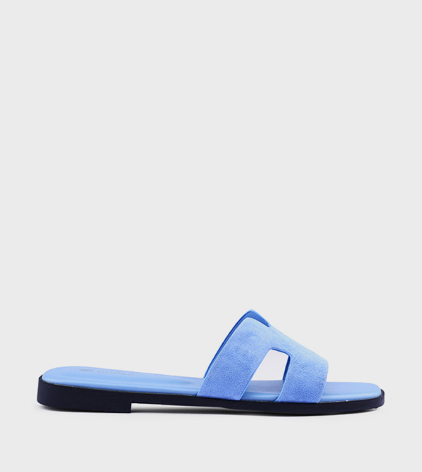 Buy Cuple Textured Open Toe Flat Sandals In Blue | 6thStreet UAE