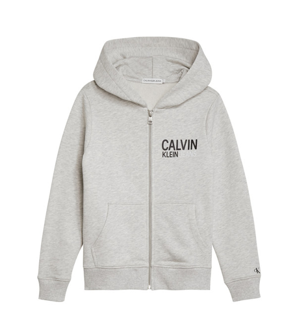 Buy Calvin Klein Stamp Logo Zip Hoodie Heavyweight Zip Throughs Light ...