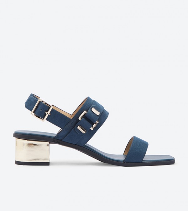 Buy Charles & Keith Chrome Block Heel Sandals Teal In Teal | 6thStreet ...