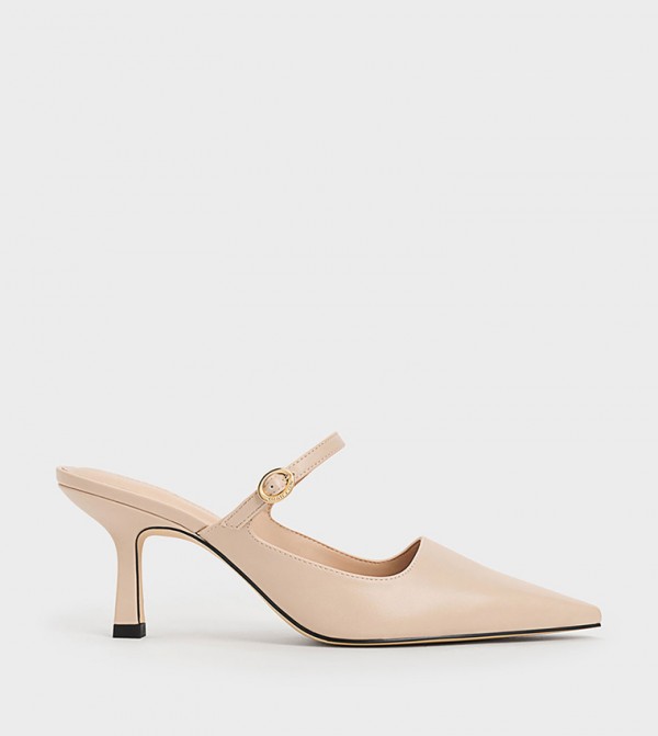 Buy Charles & Keith Pointed Toe Mule Pumps In Beige | 6thStreet UAE