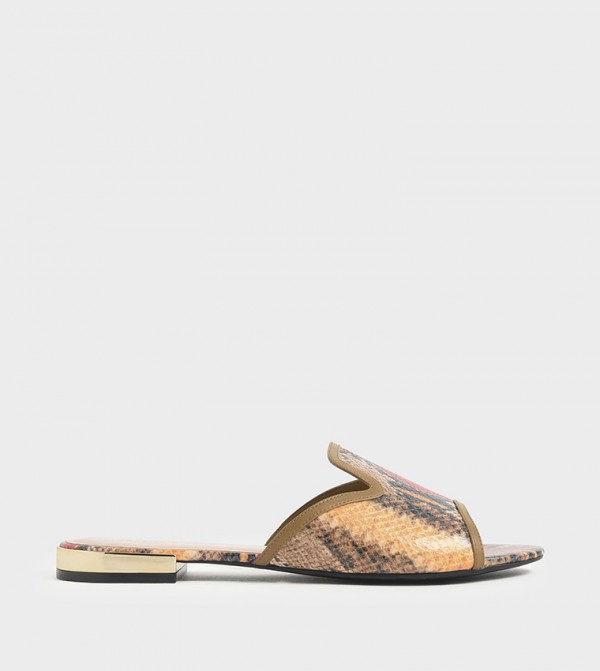 Buy Charles & Keith Snake Print Slide Sandals In Multiple Colors ...
