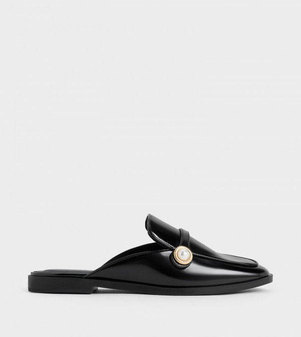 Buy Charles & Keith Pearl Embellished Loafer Mules In Black | 6thStreet UAE