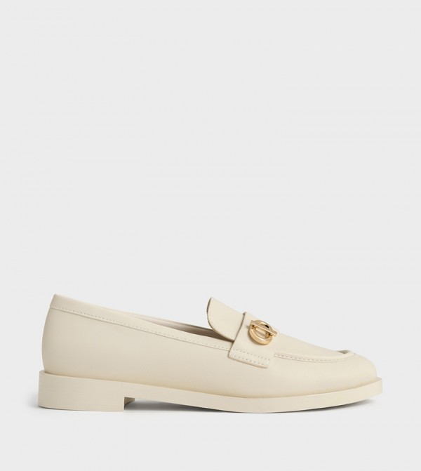 Buy Charles & Keith Metal Accent Loafers In Off White | 6thStreet Qatar