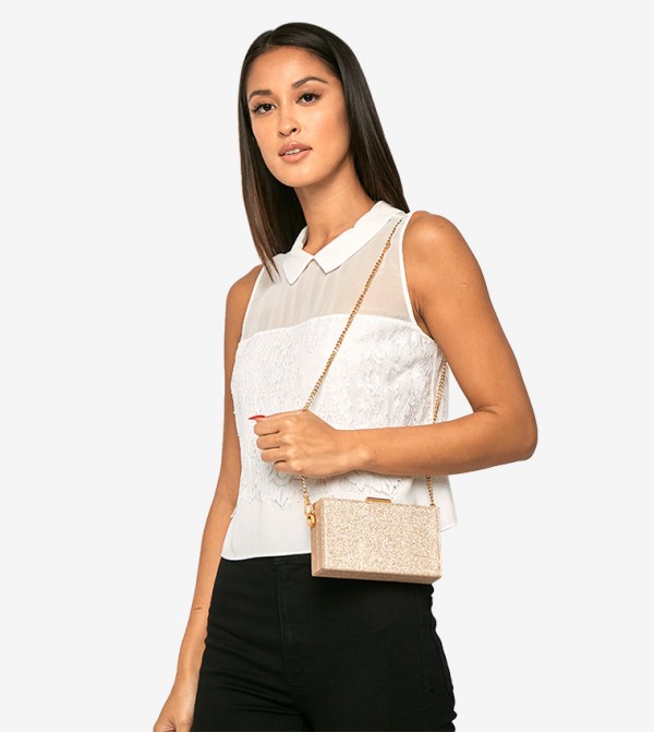 Buy Charles & Keith Glitter Boxy Clutch Rose Gold CK2 70700885_ROSE ...