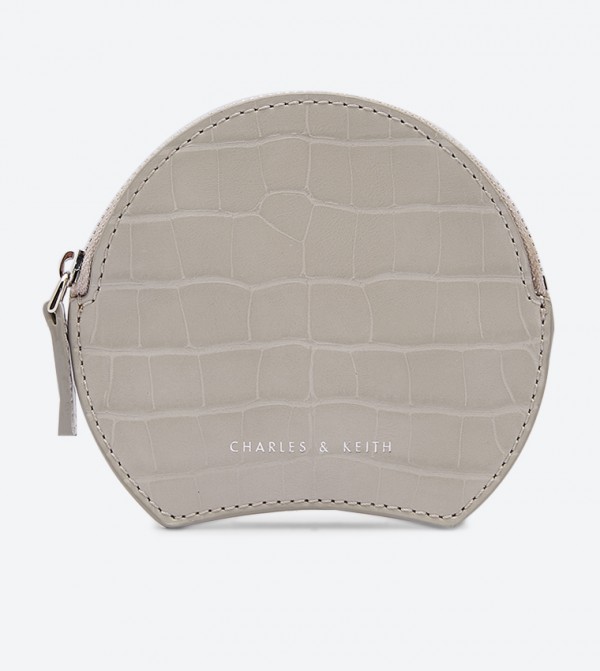 Buy Charles & Keith Semi Circle Croc Effect Mini Pouch Grey In Grey ...