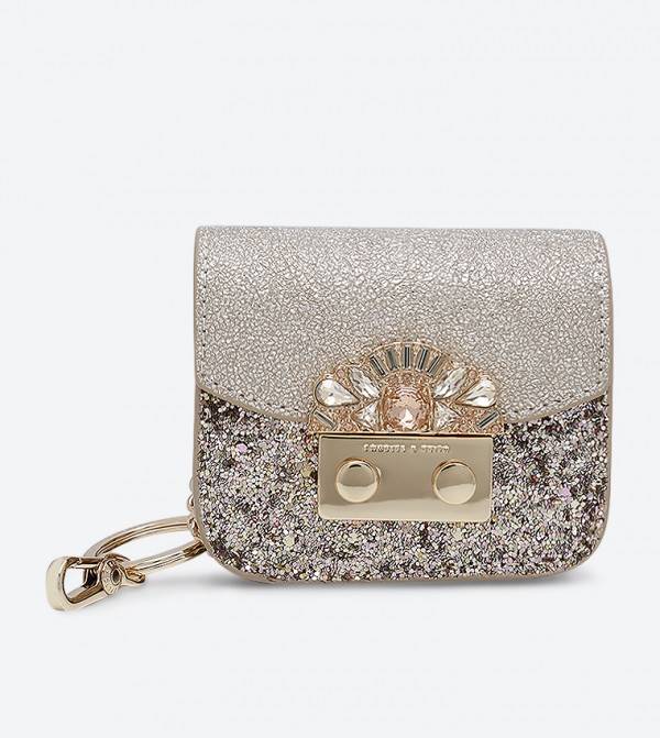 Buy Charles & Keith Embellished Key Pouch Gold In Gold | 6thStreet Qatar