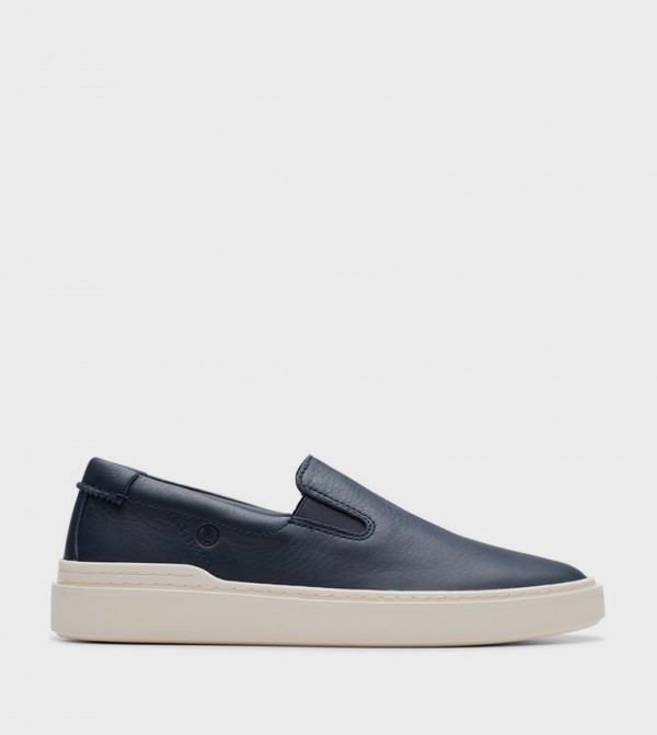 Buy Clarks Craft Swift Go Suede Round Toe Slip On Shoes In Navy ...