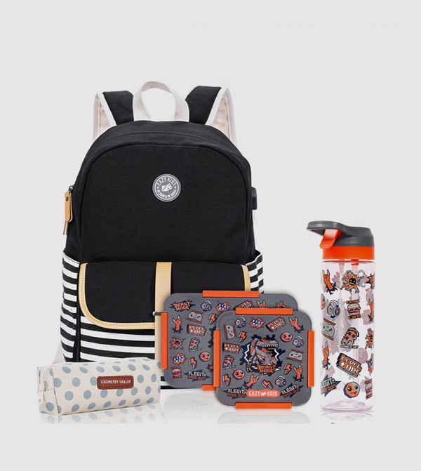 Buy Eazy Kids @ Sambox Dinosaur School Bag Combo (Set Of 5) In Black ...