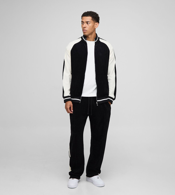 Buy BoohooMAN Regular Fit Velour Zip Through High Neck Tracksuit In ...