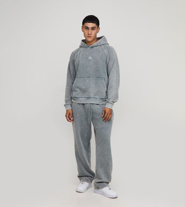 Buy BoohooMAN Washed Oversized Hooded Clothing Set In Charcoal ...