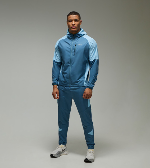 Buy BoohooMAN Color Block Long Sleeves Tracksuit In Grey | 6thstreet Qatar