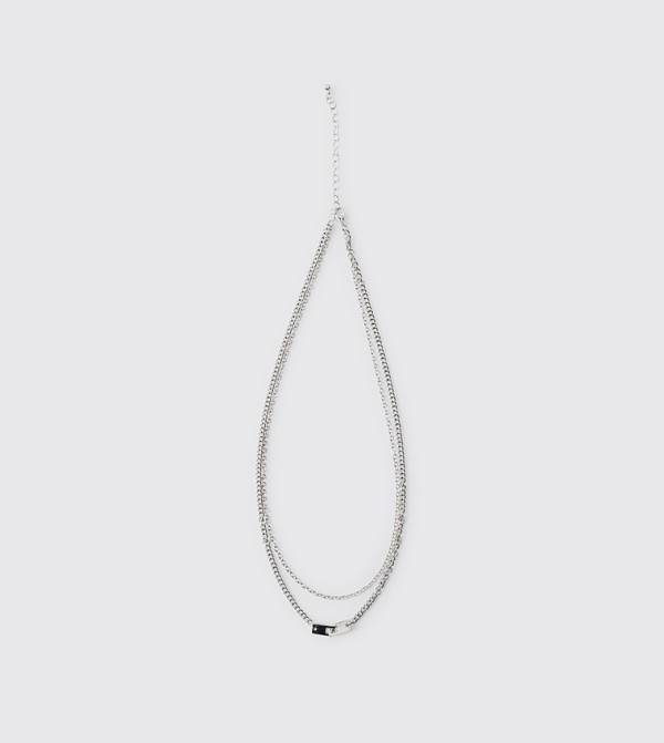 Buy BoohooMAN Link Tag Layered Necklace In Silver | 6thStreet UAE