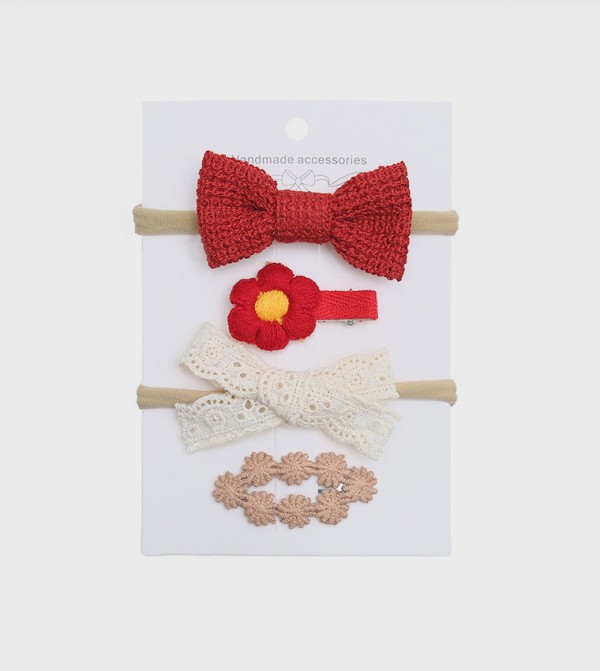 Buy Ddaniela RIA Ribbon Bow Clips Set In Red | 6thStreet Qatar