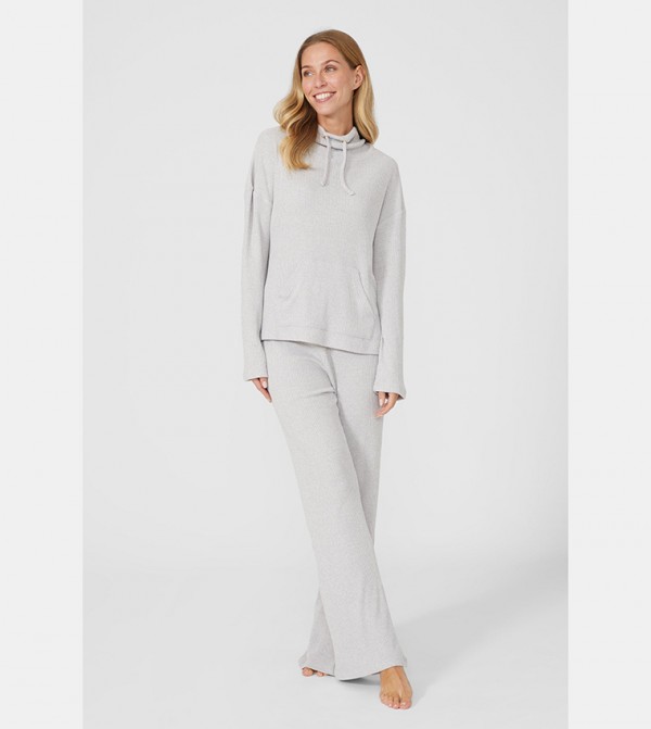 Buy Debenhams Soft Touch Rib High Neck Pajama Top In Grey | 6thStreet ...