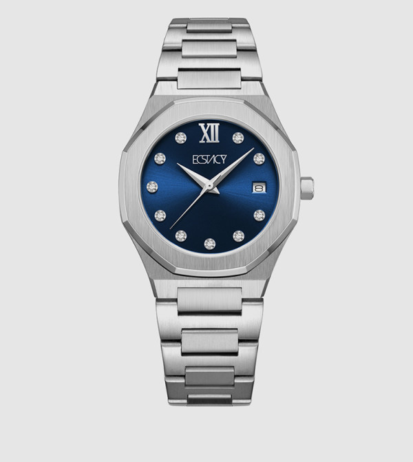 Buy Ecstacy Sunray Blue Dial Analog Watch In Silver | 6thStreet Kuwait