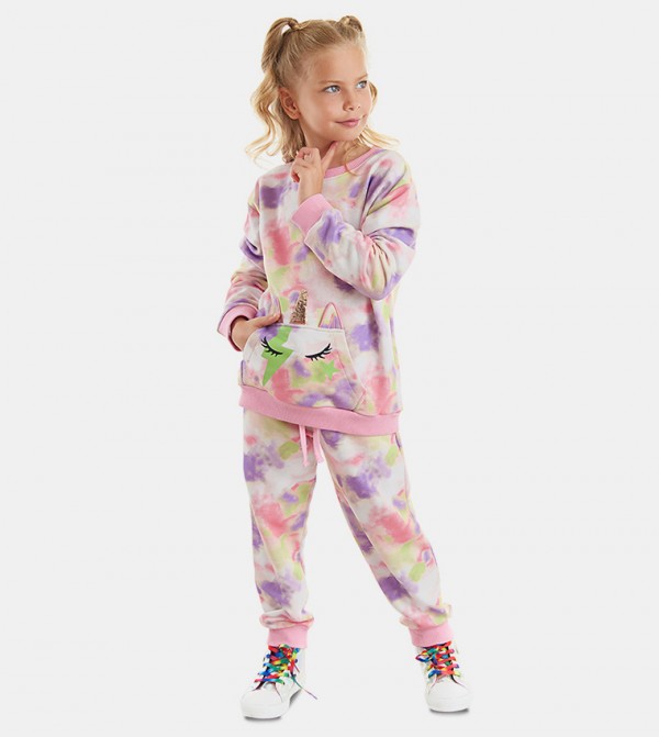 Buy Mushi Tie Dye Unicorn Patterned Tracksuit In Pink | 6thStreet Saudi ...