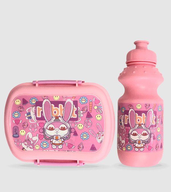 Buy Eazy Kids @ Sambox 2 Piece Rabbit Lunch Box And Water Bottle Pink ...