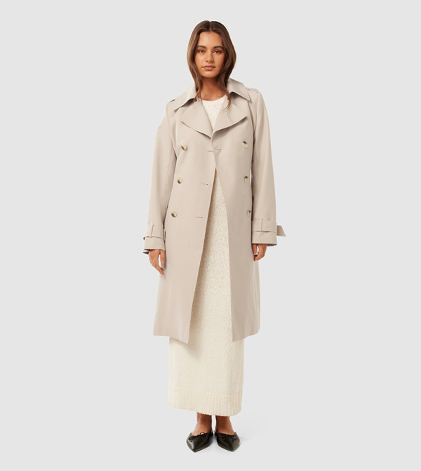 Buy Forever New MAGGIE Double Breasted Trench Coat In Beige | 6thStreet ...