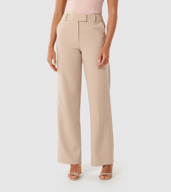 Buy Forever New NOVA Solid Straight Fit Pants In Beige | 6thStreet Kuwait