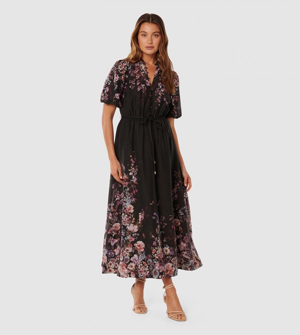 Buy Forever New ADELE Floral Printed Midi Dress In Black | 6thStreet Kuwait