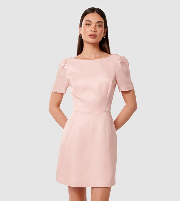 Buy Forever New SIMONE Solid Bow Detail Mini Dress In Pink | 6thStreet UAE