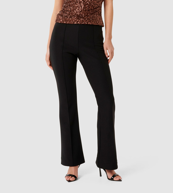 Buy Forever New AUBREY Solid Flared Pants In Black | 6thstreet Kuwait