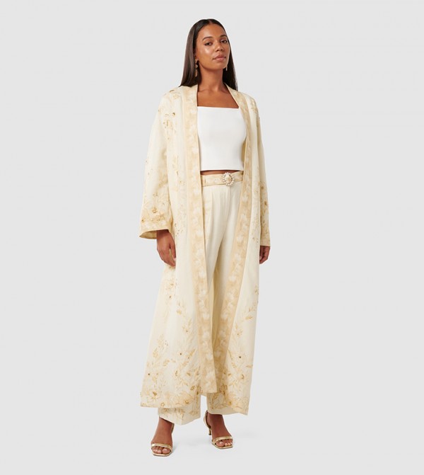 Buy Forever New AISHA Floral Long Sleeves Kaftan In Beige | 6thStreet ...