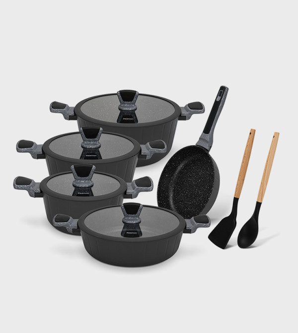 Buy Fissman 11 Piece Cookware Set Stella Series Aluminum, Frying Pan ...