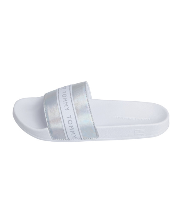 Buy Tommy Hilfiger Glitter Strap Pool Slides In White | 6thStreet Qatar