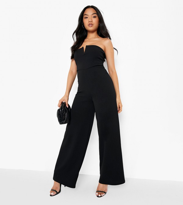 Buy Boohoo V Bar Bandeau Wide Leg Jumpsuit In Black 6thstreet Saudi