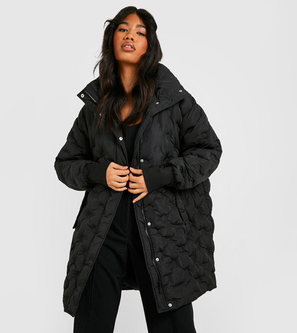 Buy Boohoo Circle Quilted Cocoon Puffer Jacket In Black | 6thStreet Qatar