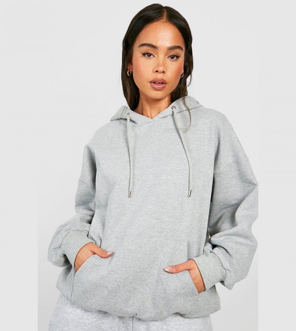 Buy Boohoo Mix And Match Basic Oversized Hoodie In Grey | 6thStreet UAE