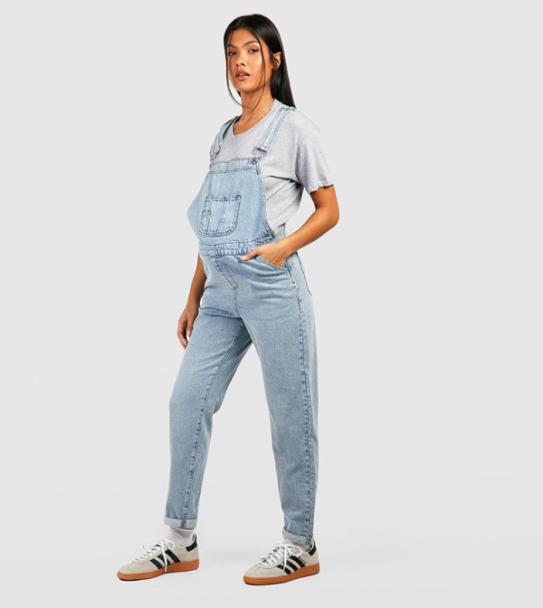 Buy Boohoo Light Blue Dungarees In Blue | 6thStreet UAE