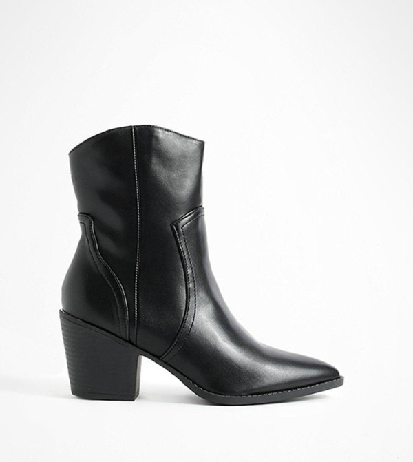 Buy Boohoo Western Cowboy Ankle Boots In Black | 6thStreet Qatar