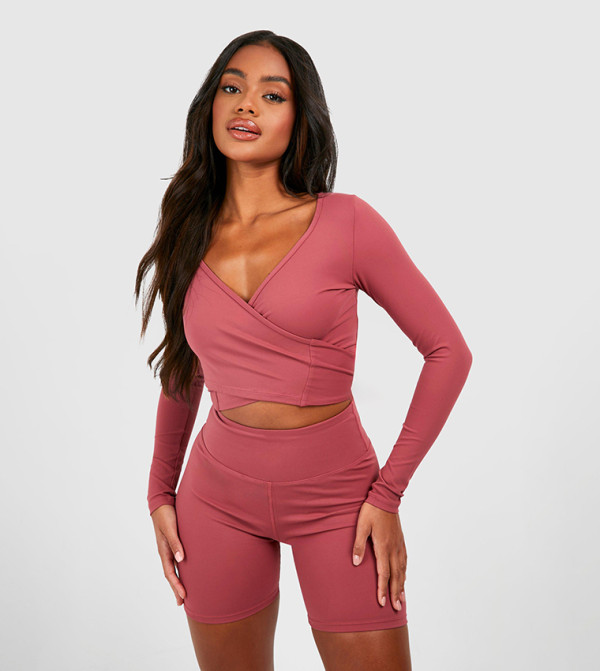 Buy Boohoo Premium Sculpt Reform Wrap Detail Top In Pink | 6thStreet ...