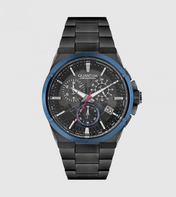 Buy Quantum Chronograph Round Dial Watch In Black | 6thStreet Kuwait
