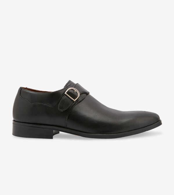 Buy Hush Puppies Victor Monk Strap Block Heel Slip On Black In Black ...