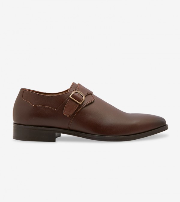 Buy Hush Puppies Victor Monk Strap Block Heel Slip On Brown In Brown ...