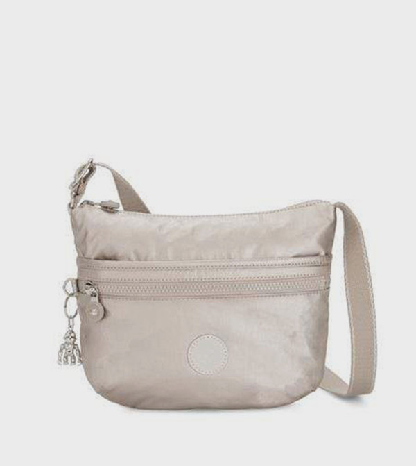 Buy Kipling Arto Logo Detail Crossbody Bag With Keychain In Silver ...