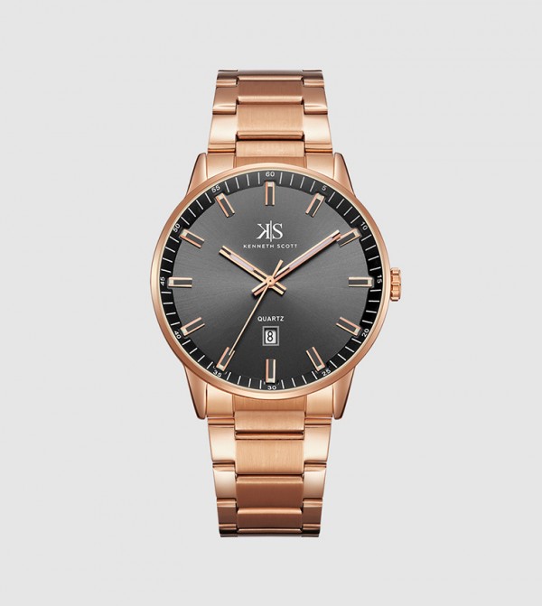 Buy Kenneth Scott Classic Analog Black Dial Watch In Rose Gold ...