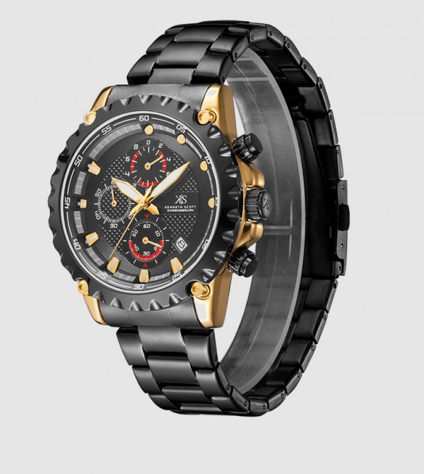 Buy Kenneth Scott Chronograph Black Dial Analog Watch In Black ...