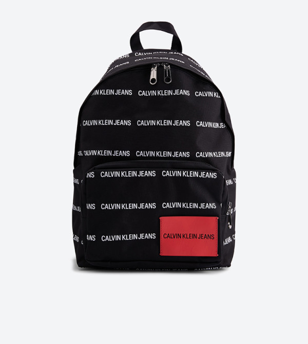 Buy Calvin Klein Top Hook Logo Marquee Printed Backpacks Black In Black ...