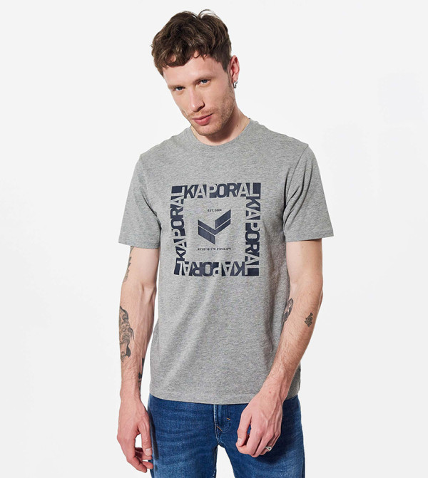 Buy Kaporal Printed Crew Neck Organic Cotton T Shirt In Grey ...