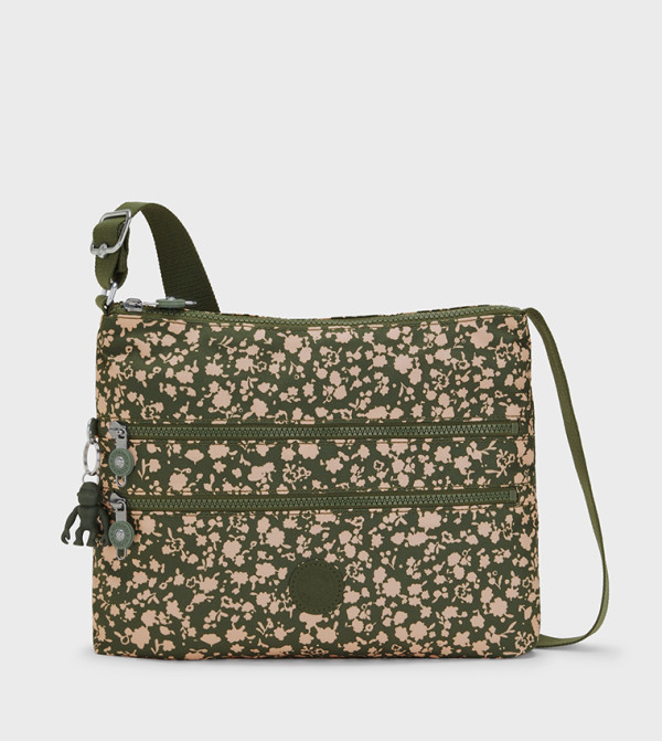 Buy Kipling ALVAR Floral Print Crossbody Bag In Khaki | 6thStreet Saudi ...