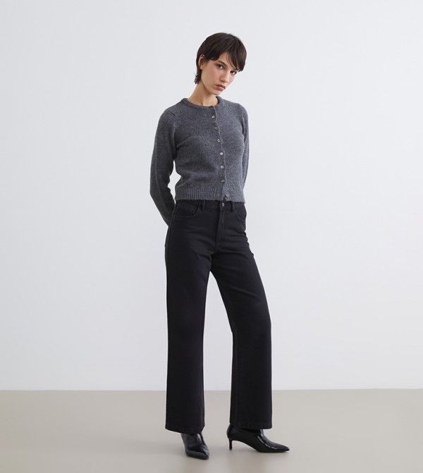 Buy LC Waikiki Washed High Waist Wide Leg Jeans In Black | 6thStreet UAE