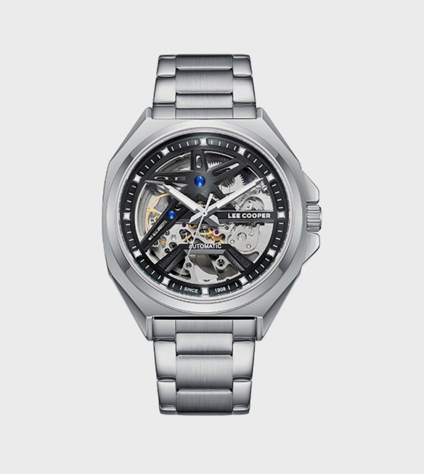 Buy Lee Cooper Automatic Multifunction Black Dial Watch In Silver ...