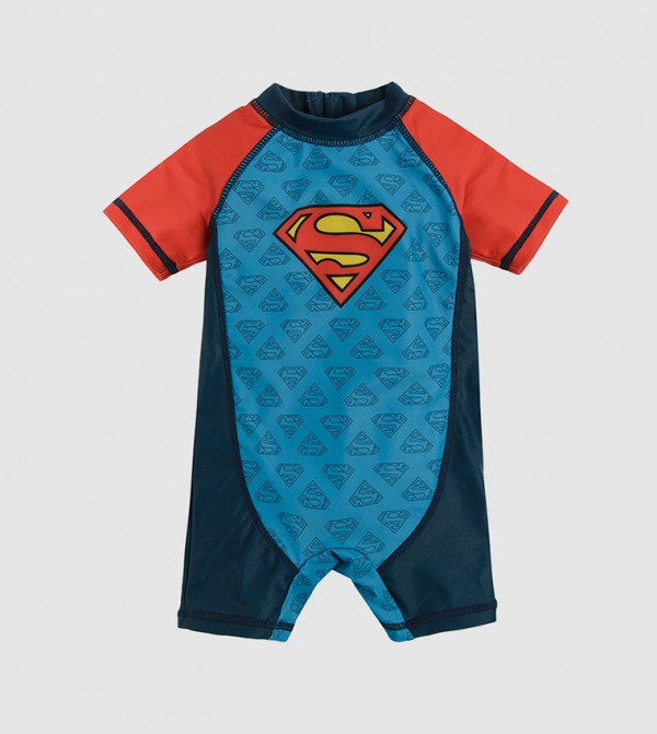 Buy R&B Kids BabyBoy's Swimsuit One Piece With Superman In Blue ...